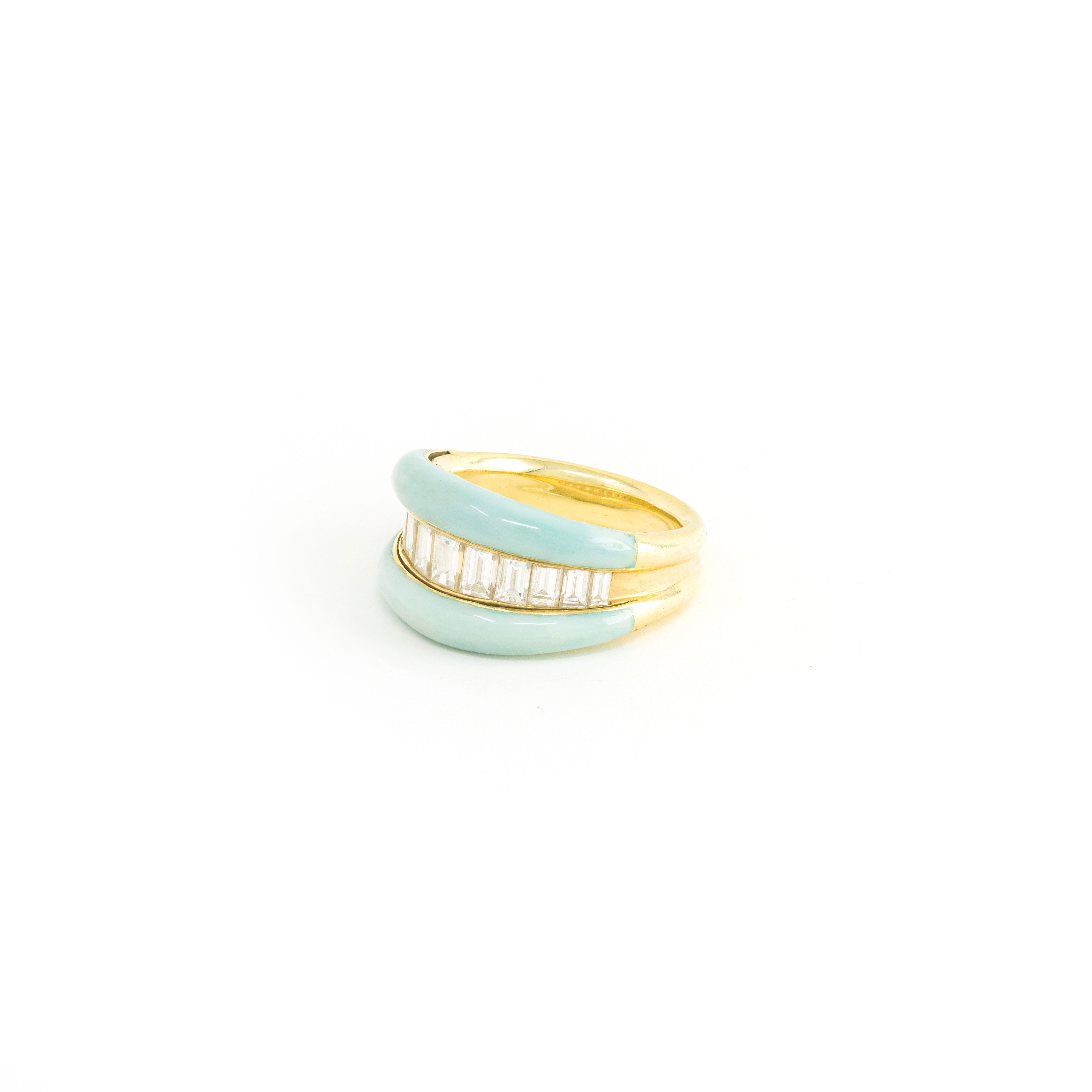 Baby Blue Enamel Baguette Ring – Jenna Blake
