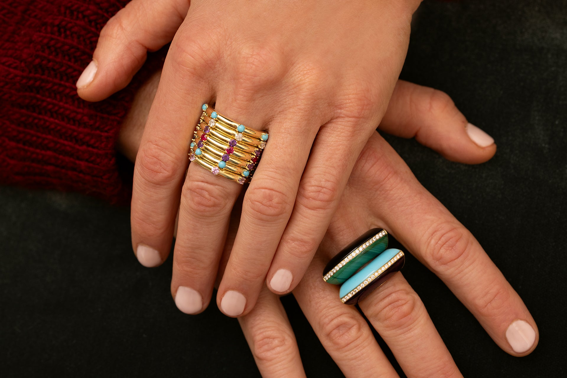 Turquoise and Onyx Eclipse Ring – Jenna Blake